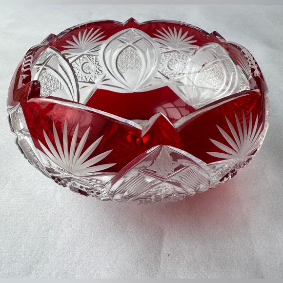Dining | Bohemia Czech Crystal Hand Made Red Crystal Bowl Round | Poshmark
